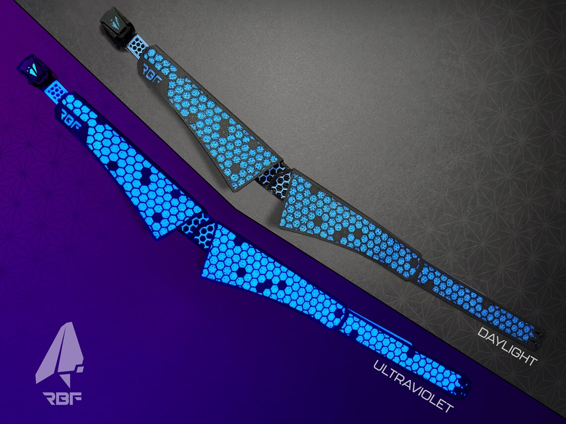 Hexin Collar UV Blue - Rubber Ravewear (choker, Necklace, Artwear ...