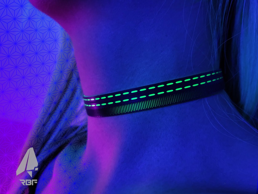 Sew Trippy UV Choker Rubber Ravewear necklace, Artwear, Reactive, Rave ...