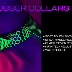 Hexin Collar UV Blue & White - Rubber Ravewear (choker, Necklace ...