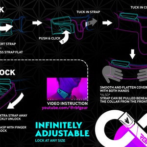 Hexin Collar UV Blue & White - Rubber Ravewear (choker, Necklace ...