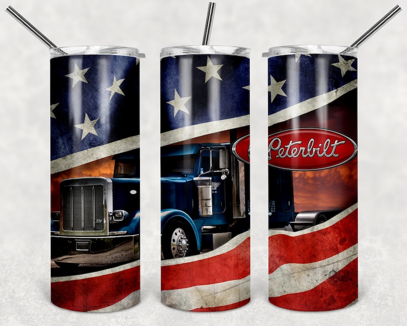 American Flag Peterbilt 2 Tumbler Wrap PNG JPG JPEG - Etsy
