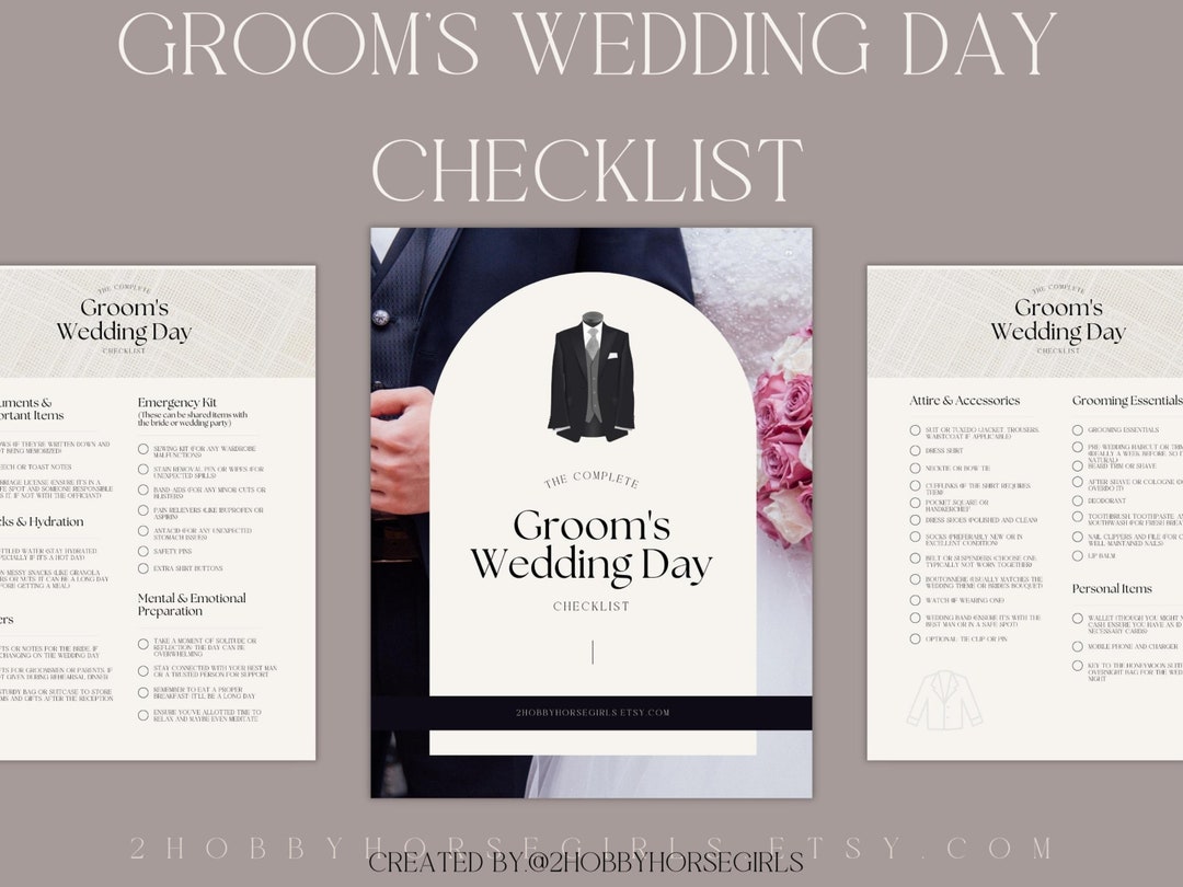 Groom Wedding Checklist Planning Checklist Digital Template Wedding ...