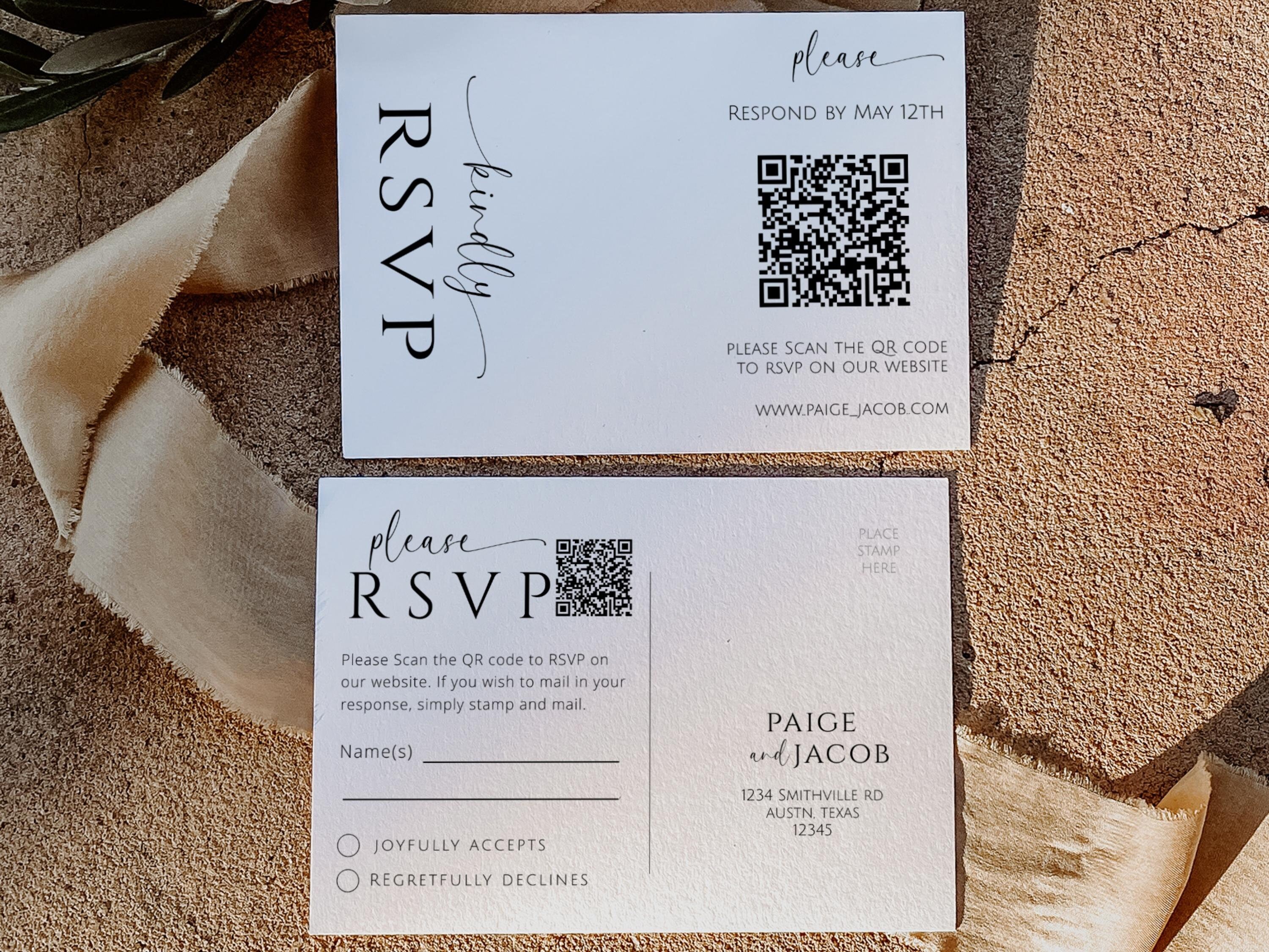 Minimalist QR Code Response Card Wedding Rsvp Card Template Wedding ...