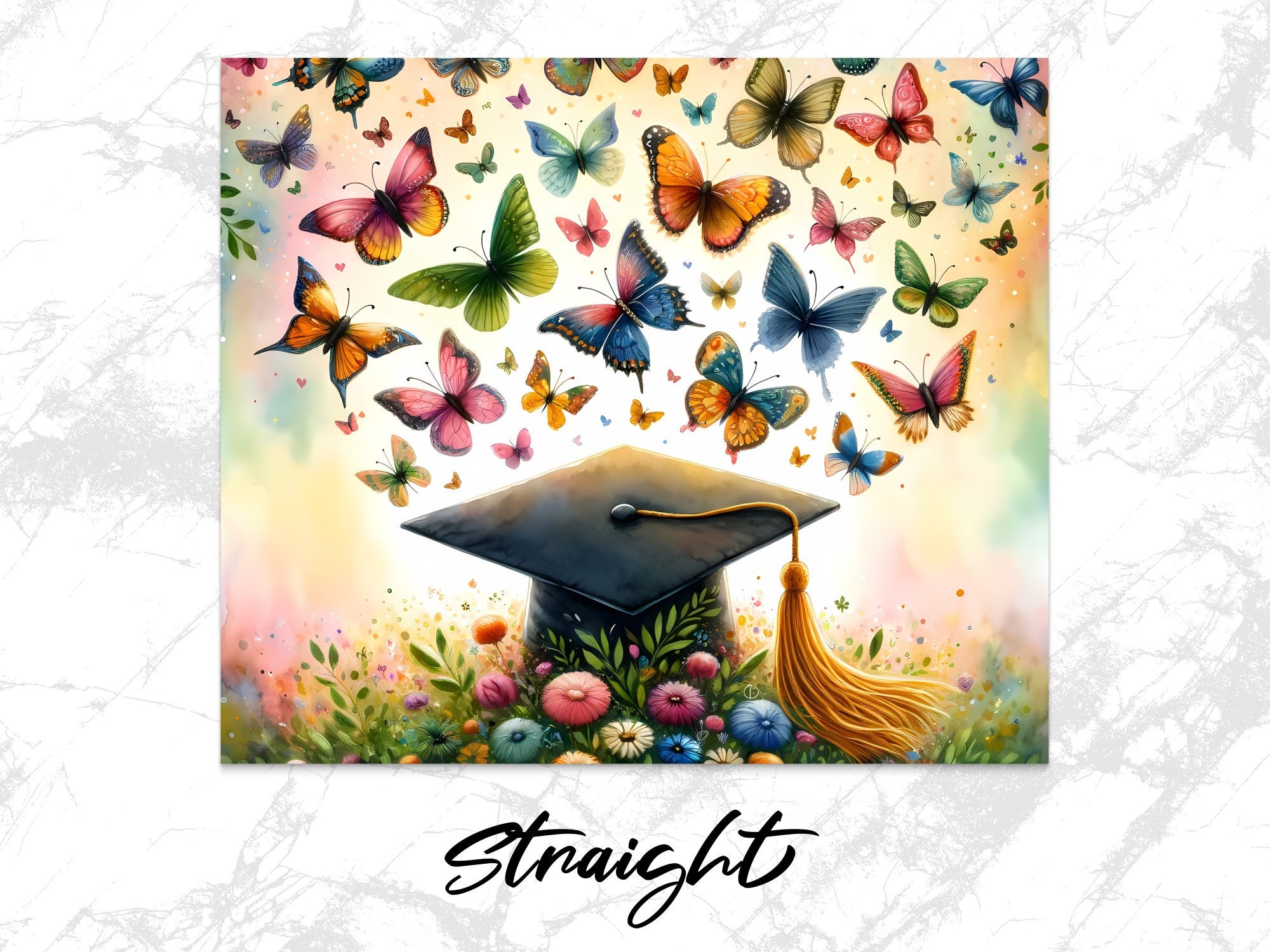 Graduation Butterfly Tumbler Design, Colorful Digital File, Instant ...