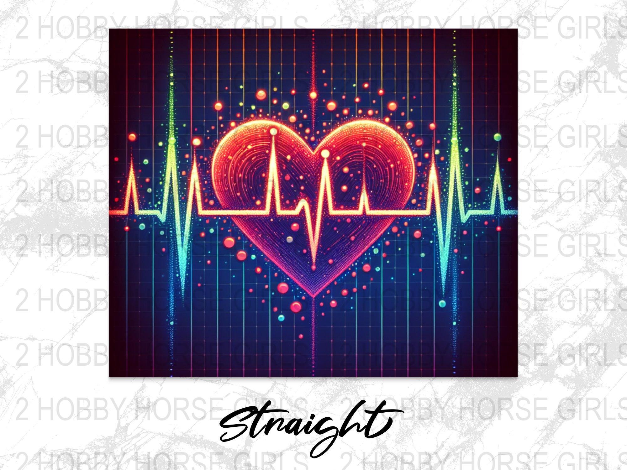 Digital Neon Heartbeat Tumbler Design, Glowing Heart EKG Pattern ...