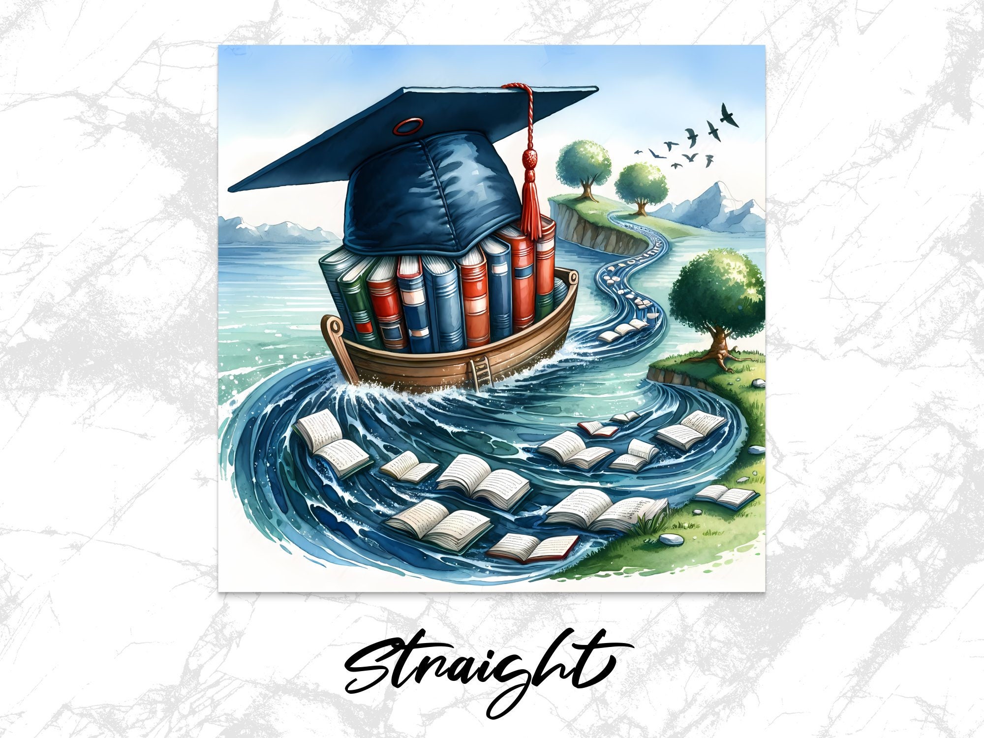 Graduate Cap Boat Tumbler Design, Scholarly Nautical Digital Art Cup ...