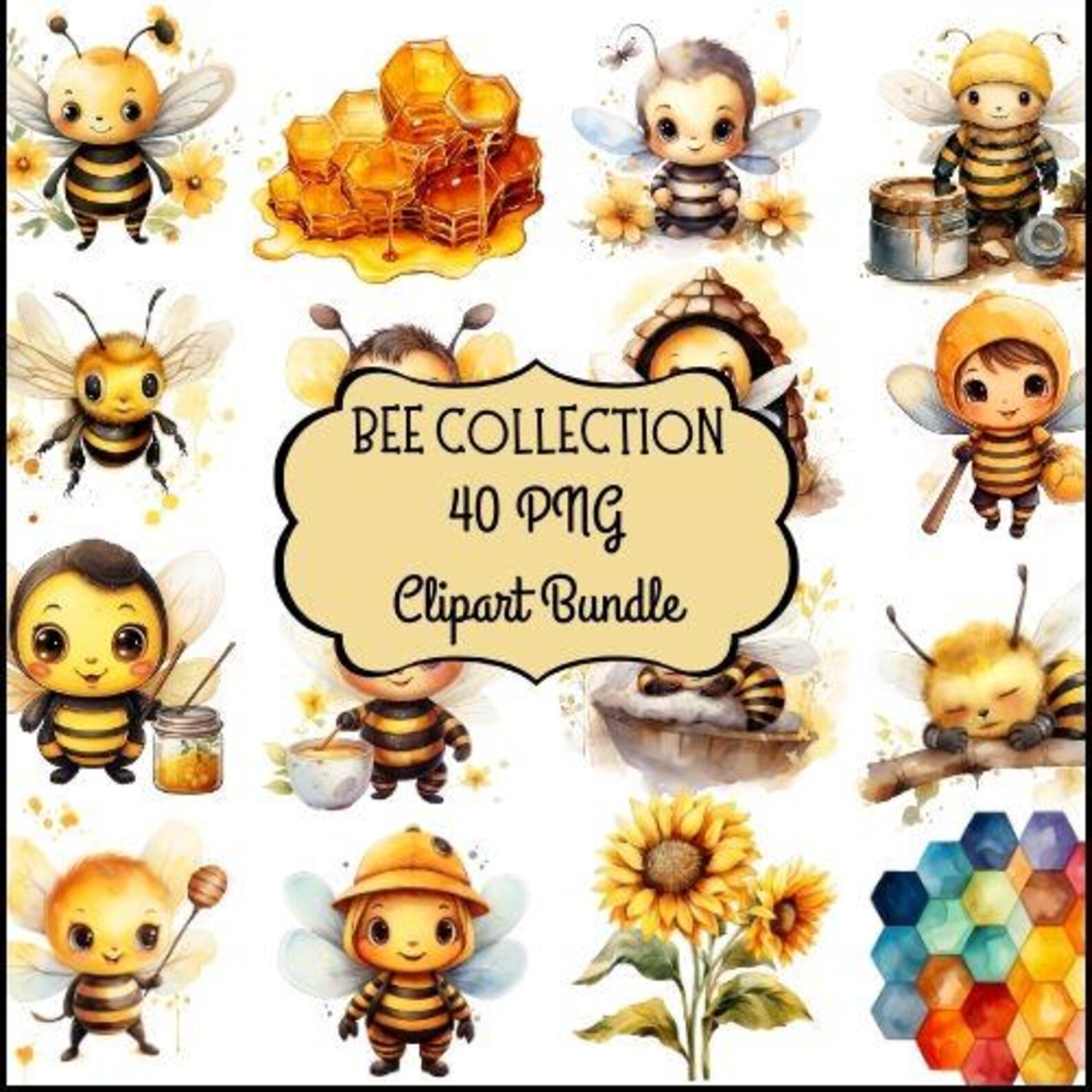Bumblebees Clipart Bundle, Cute Bees Clipart Bundle, Cute Bees Png ...