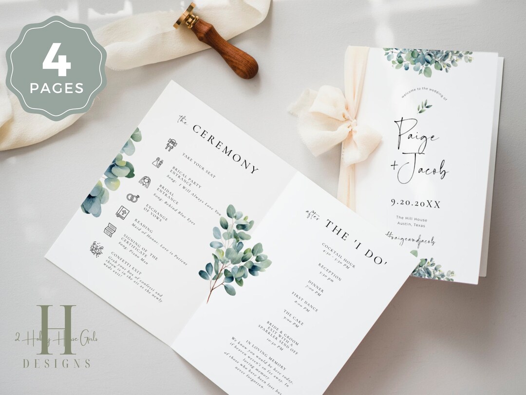 Wedding Program Fan Template | Ceremony Fan | Printable Program Fan ...