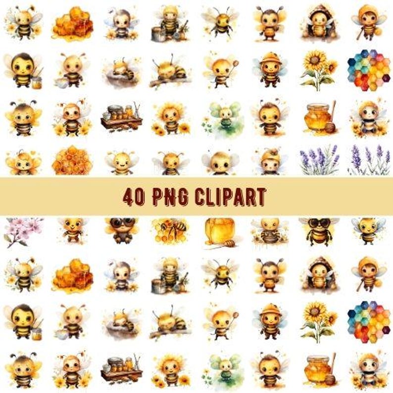 Bumblebees Clipart Bundle, Cute Bees Clipart Bundle, Cute Bees Png ...