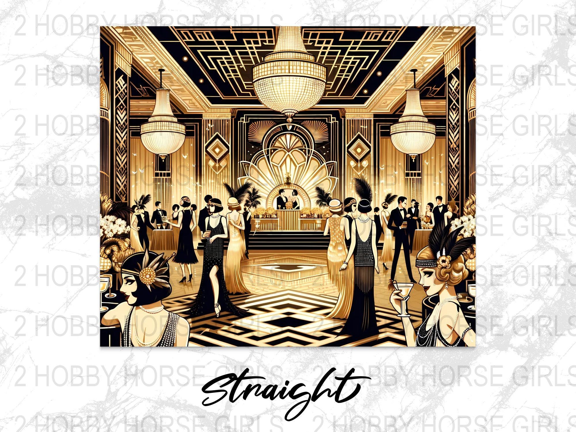 Art Deco Party Scene Tumbler Design, Gatsby Style Vintage Illustration ...