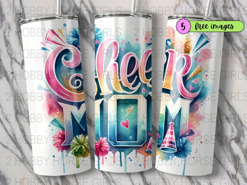 Cheer Mom Tumbler Wrap, Colorful Digital Download, Sublimation ...