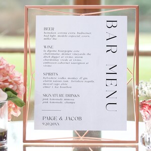 Minimalist Printable Bar Menu Minimalist Bar Menu Template Modern Drink ...