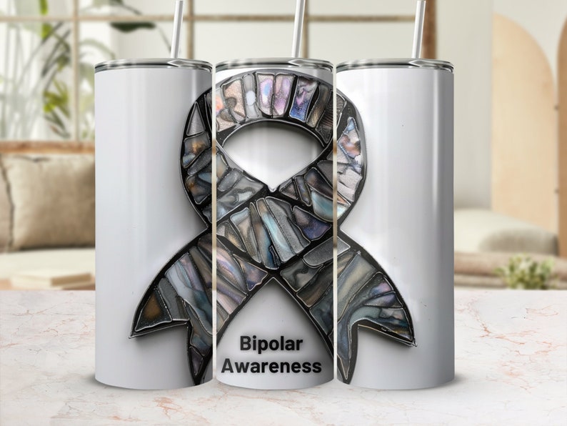 Bipolar Awareness Ribbon Digital PNG, Mental Health Support Tumbler ...
