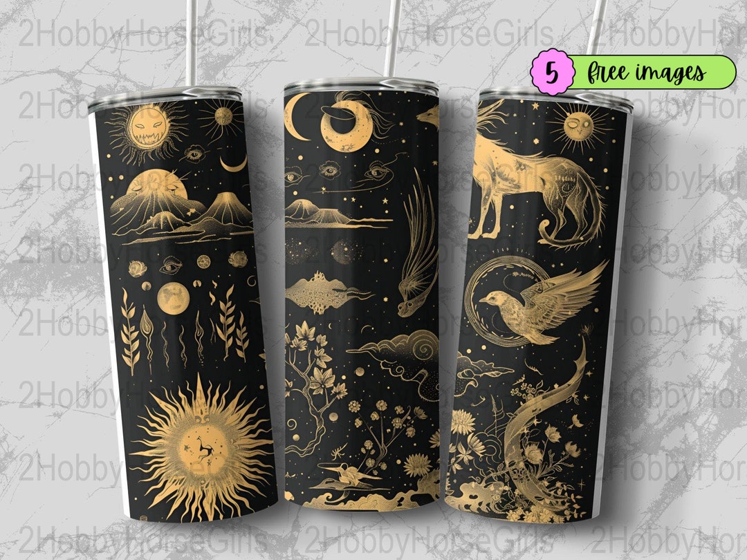 Celestial Fox Tumbler Design Digital File, Sun Moon Stars Space, Mystical Wildlife Nature ...