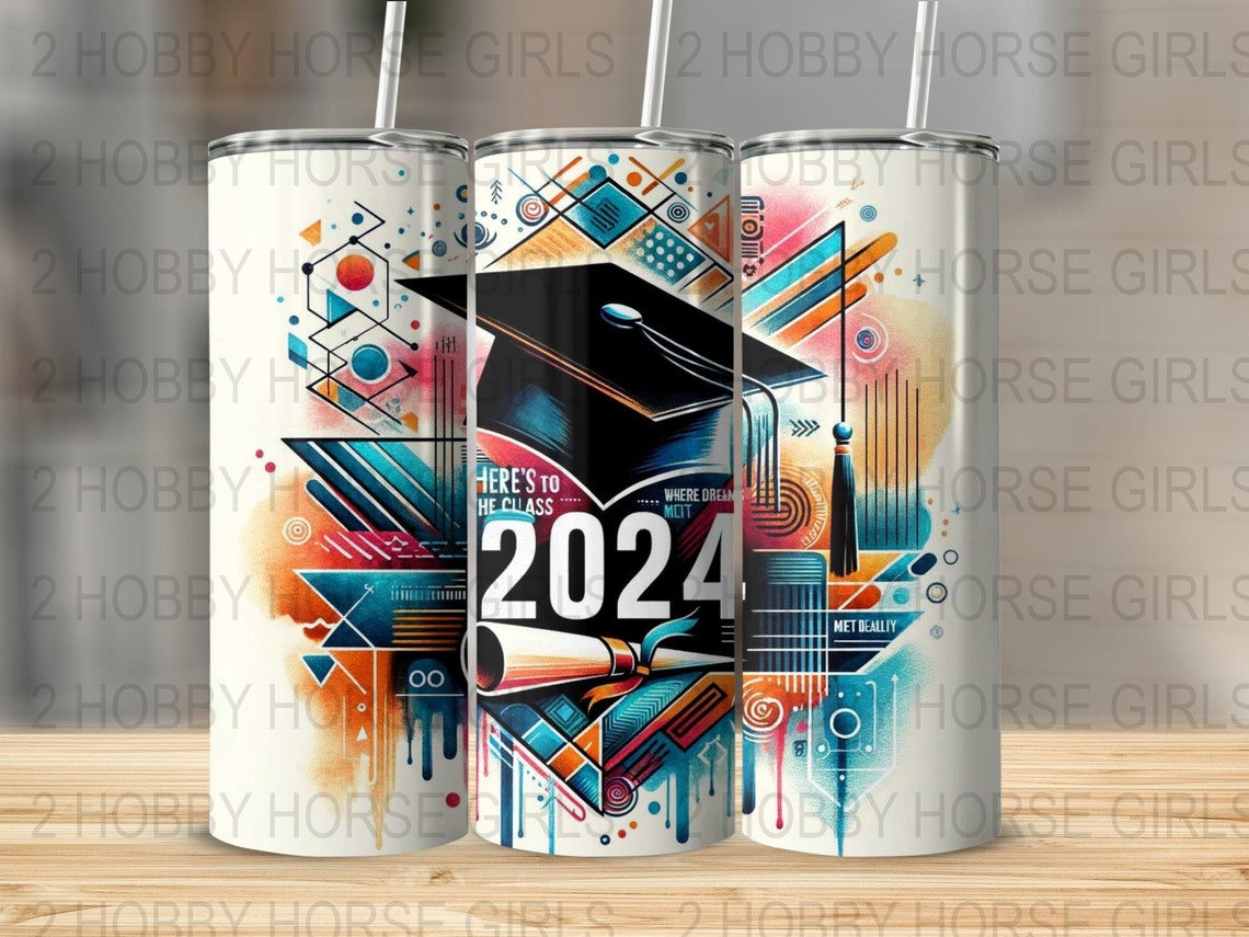2024 Graduation Tumbler, Colorful Abstract Art, Class of 2024 ...