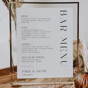 Minimalist Printable Bar Menu Minimalist Bar Menu Template Modern Drink ...