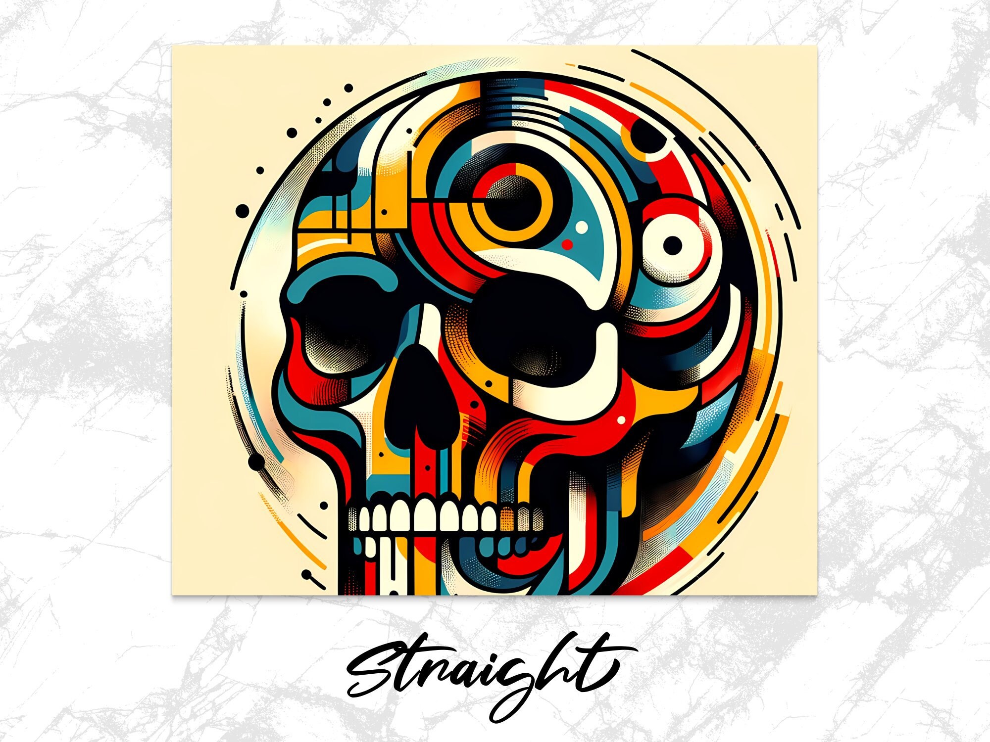 Colorful Abstract Skull Art, Digital Print, Modern Home Decor, Instant ...