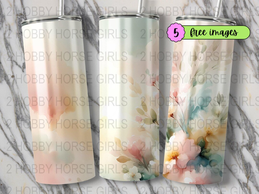 Watercolor Floral Tumbler, Pastel Flower Insulated Cup, Elegant Spring ...