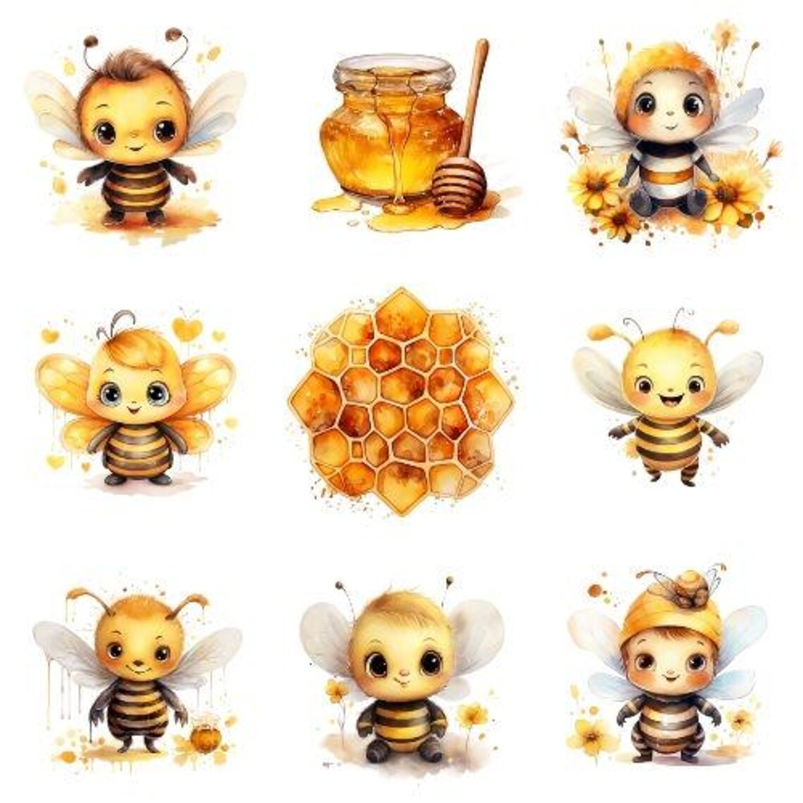 Bumblebees Clipart Bundle, Cute Bees Clipart Bundle, Cute Bees Png ...