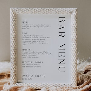 Minimalist Printable Bar Menu Minimalist Bar Menu Template Modern Drink ...