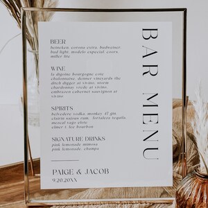 Minimalist Printable Bar Menu Minimalist Bar Menu Template Modern Drink ...