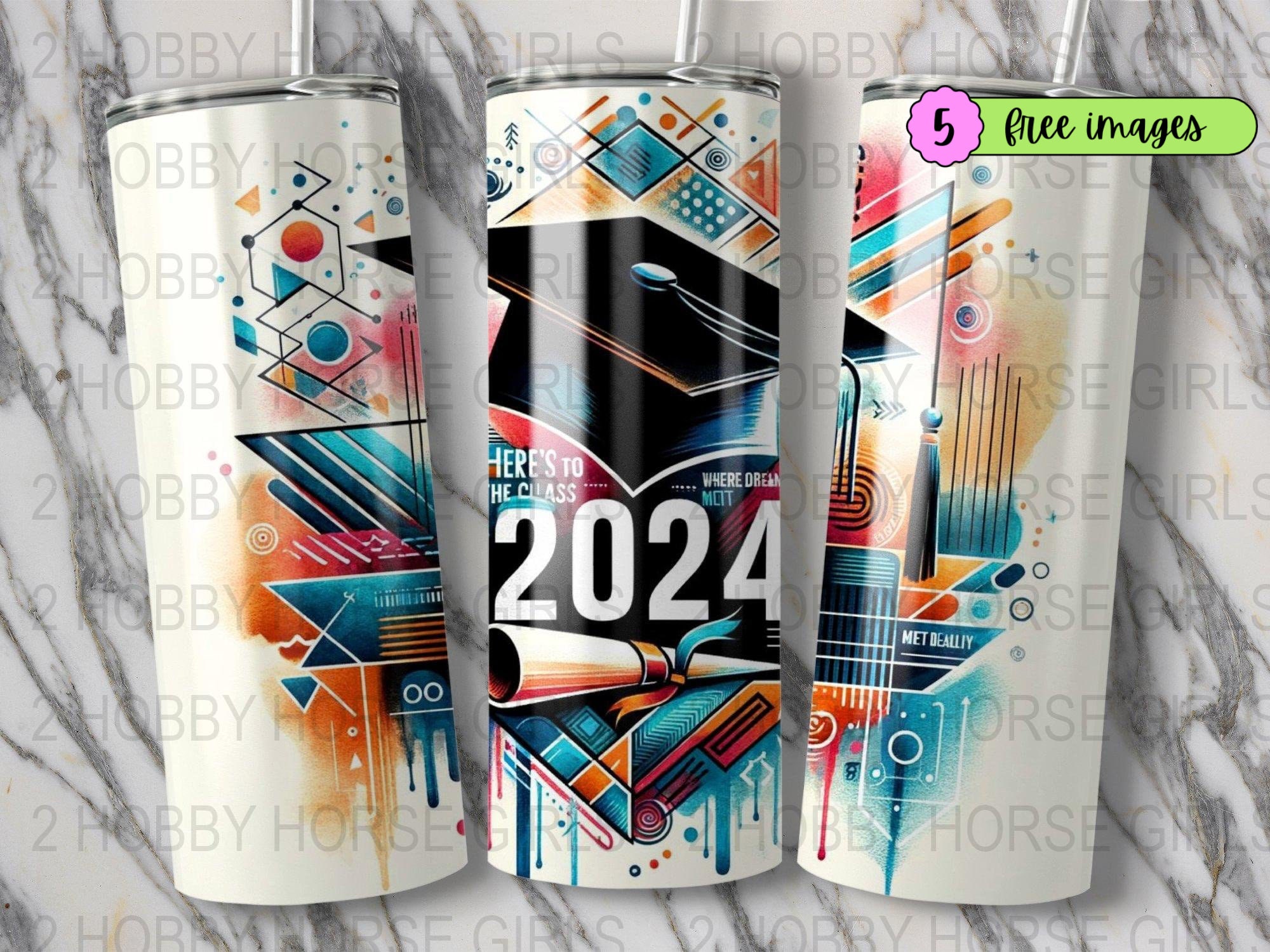 2024 Graduation Tumbler, Colorful Abstract Art, Class of 2024 ...