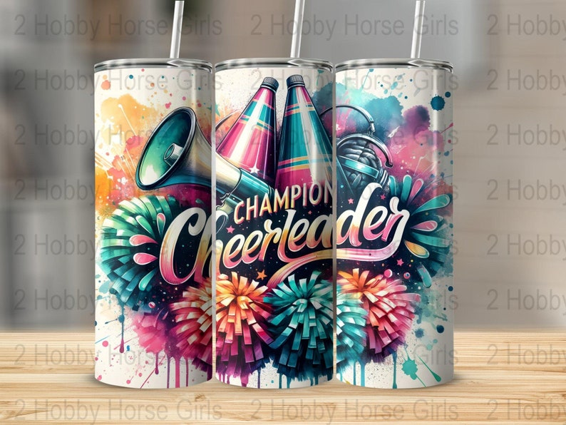 Champion Cheerleader Tumbler Design: Colorful Pom-poms (digital File ...