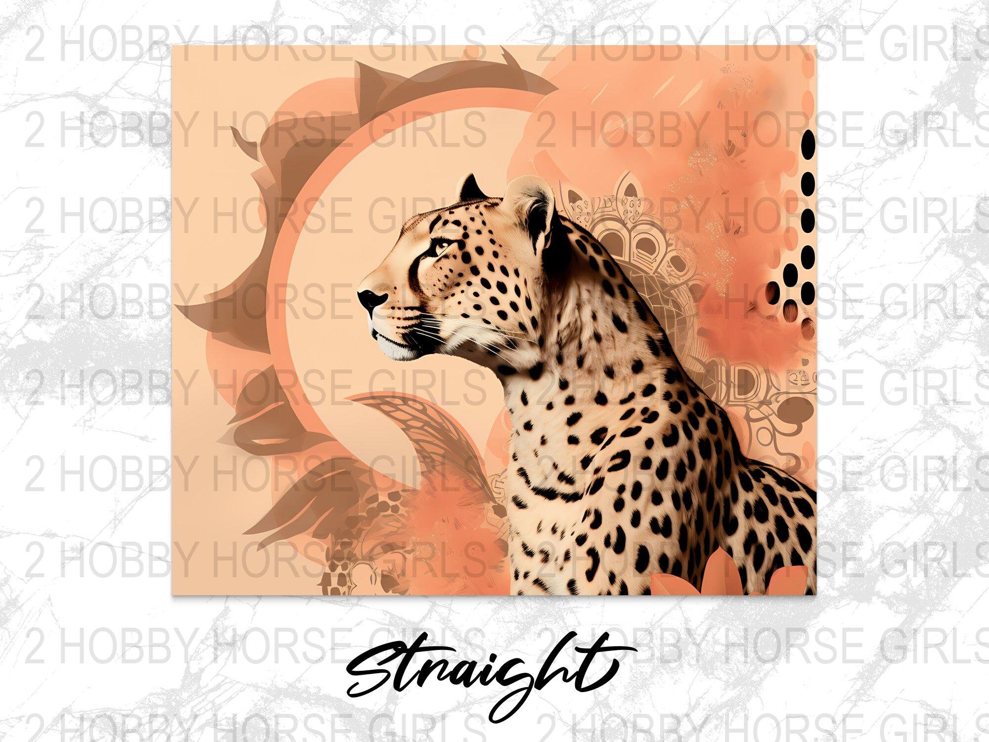 Abstract Cheetah Digital Print, Boho Animal Artwork Tumbler Wrap, Peach ...