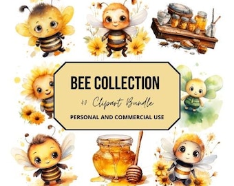 Bumblebees, Clipart Bundle, Cute Bees Clipart Bundle, Cute Bees Png ...