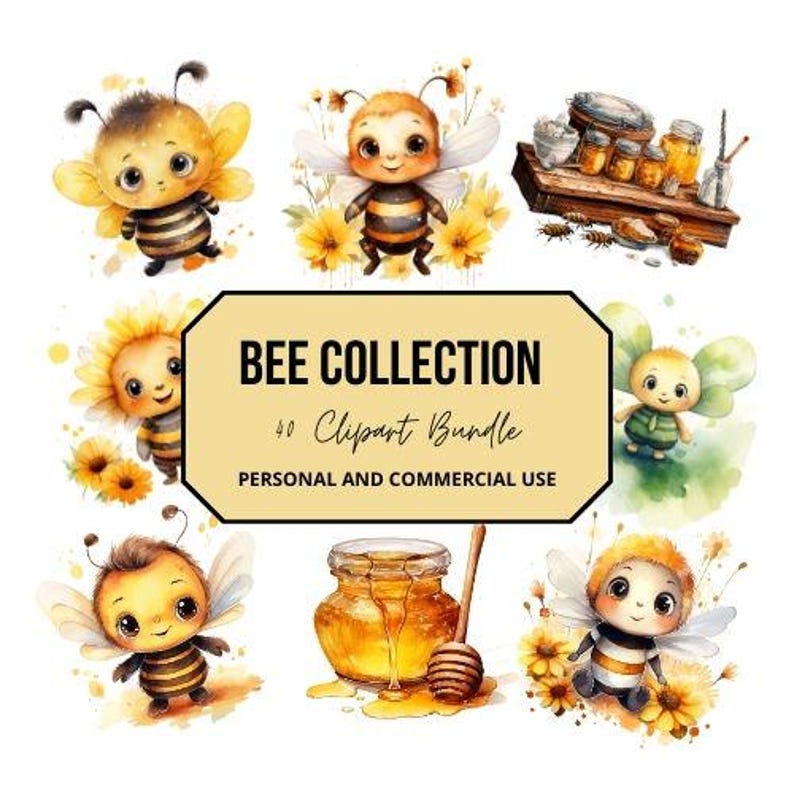 Bumblebees Clipart Bundle, Cute Bees Clipart Bundle, Cute Bees Png ...