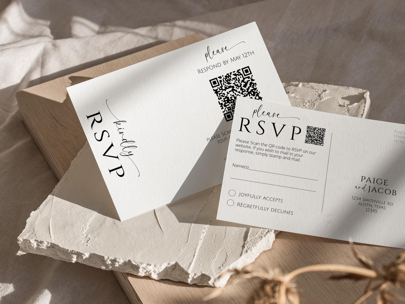 Minimalist QR Code Response Card Wedding Rsvp Card Template Wedding ...