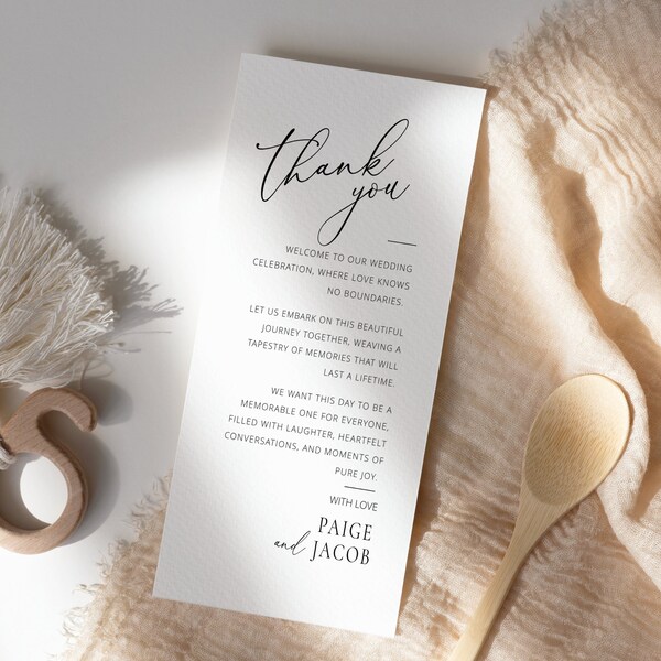 Menu Thank You - Etsy