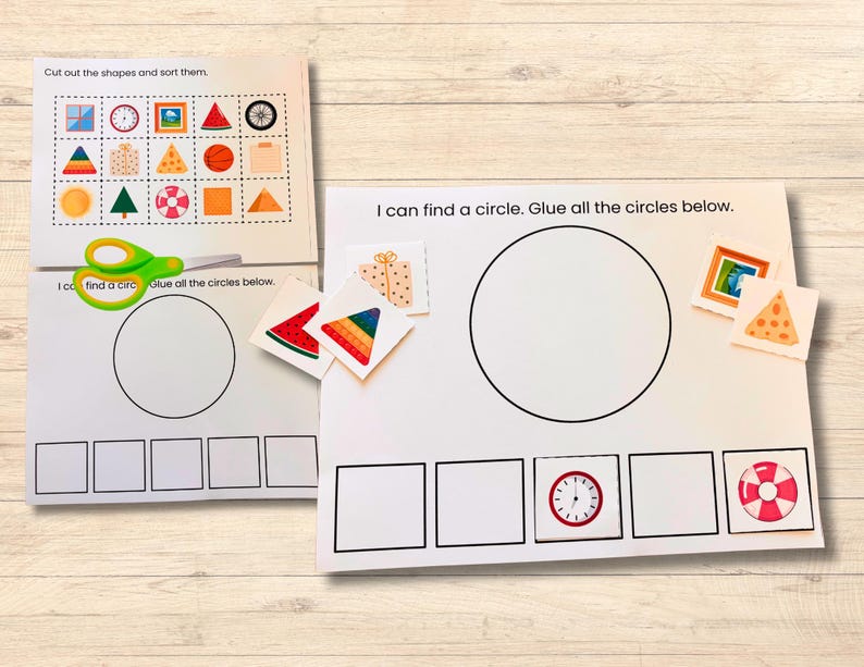 Shape Matching Activity for Toddlers, Cut and Glue Activities, Fine ...