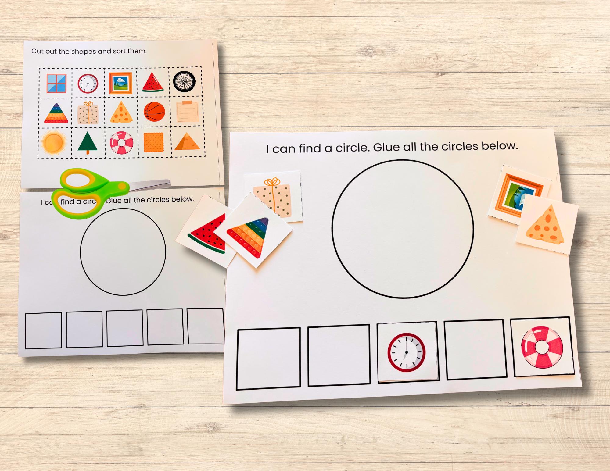 Shape Matching Activity for Toddlers, Cut and Glue Activities, Fine ...