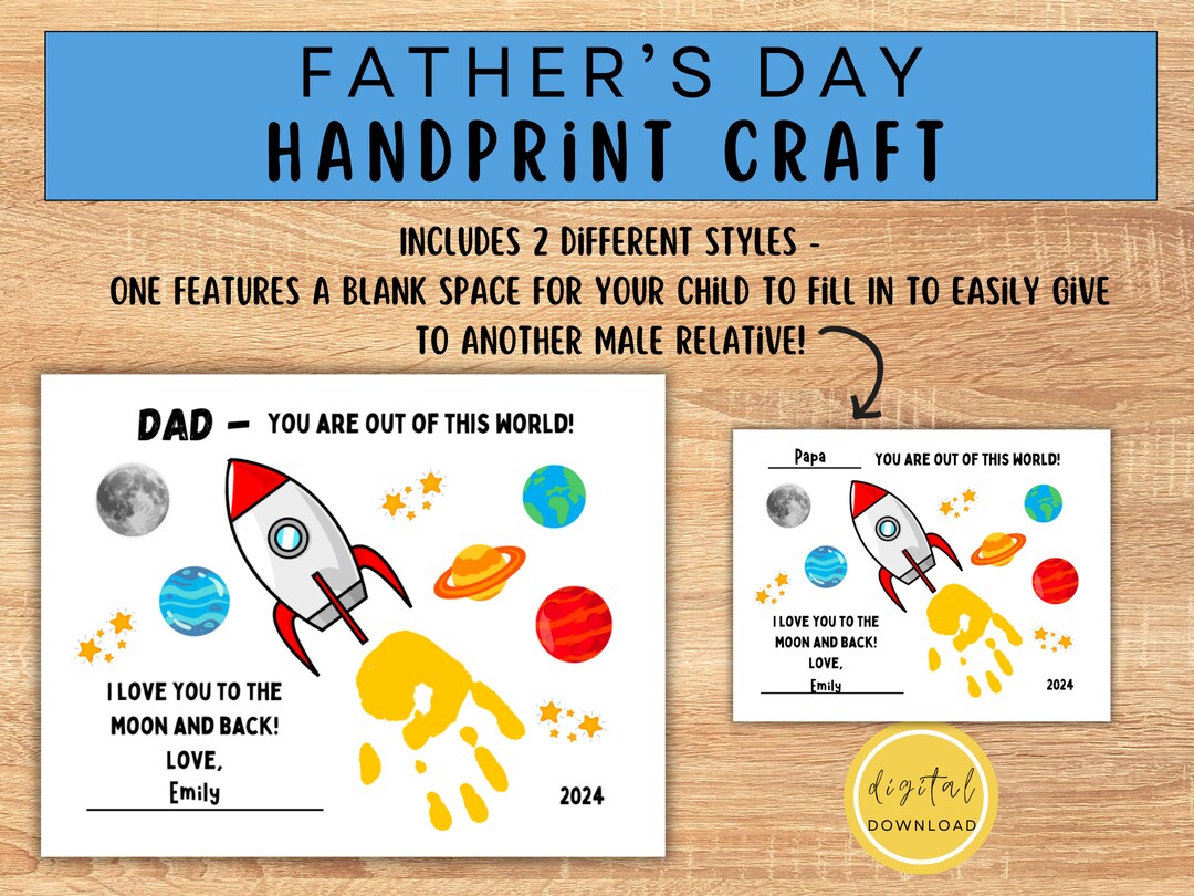 Fathers Day Handprint Craft Child Art Activity Gift for Dad Memory ...