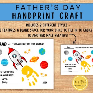 Fathers Day Handprint Craft Child Art Activity Gift for Dad Memory ...