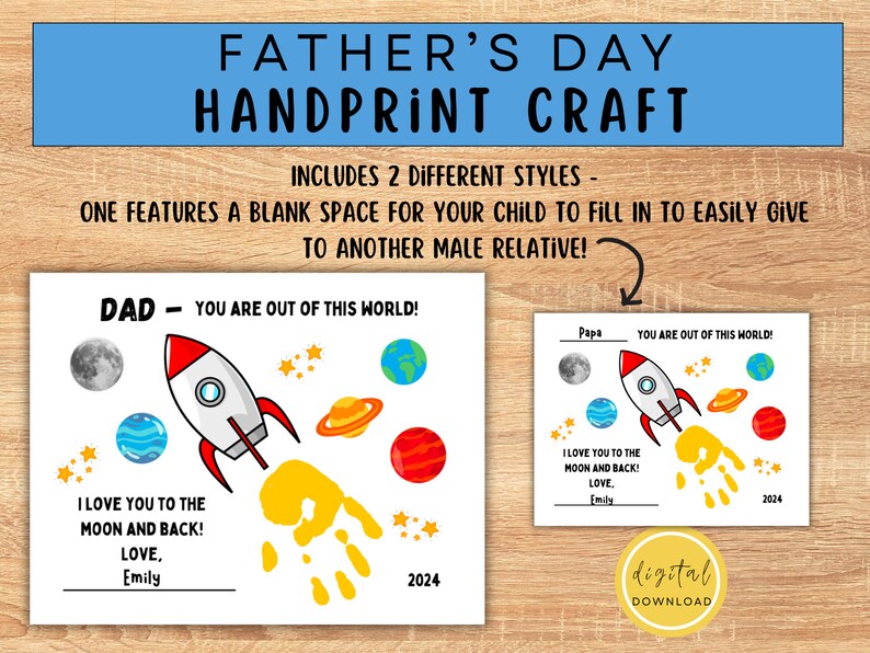 Fathers Day Handprint Craft Child Art Activity Gift for Dad Memory ...