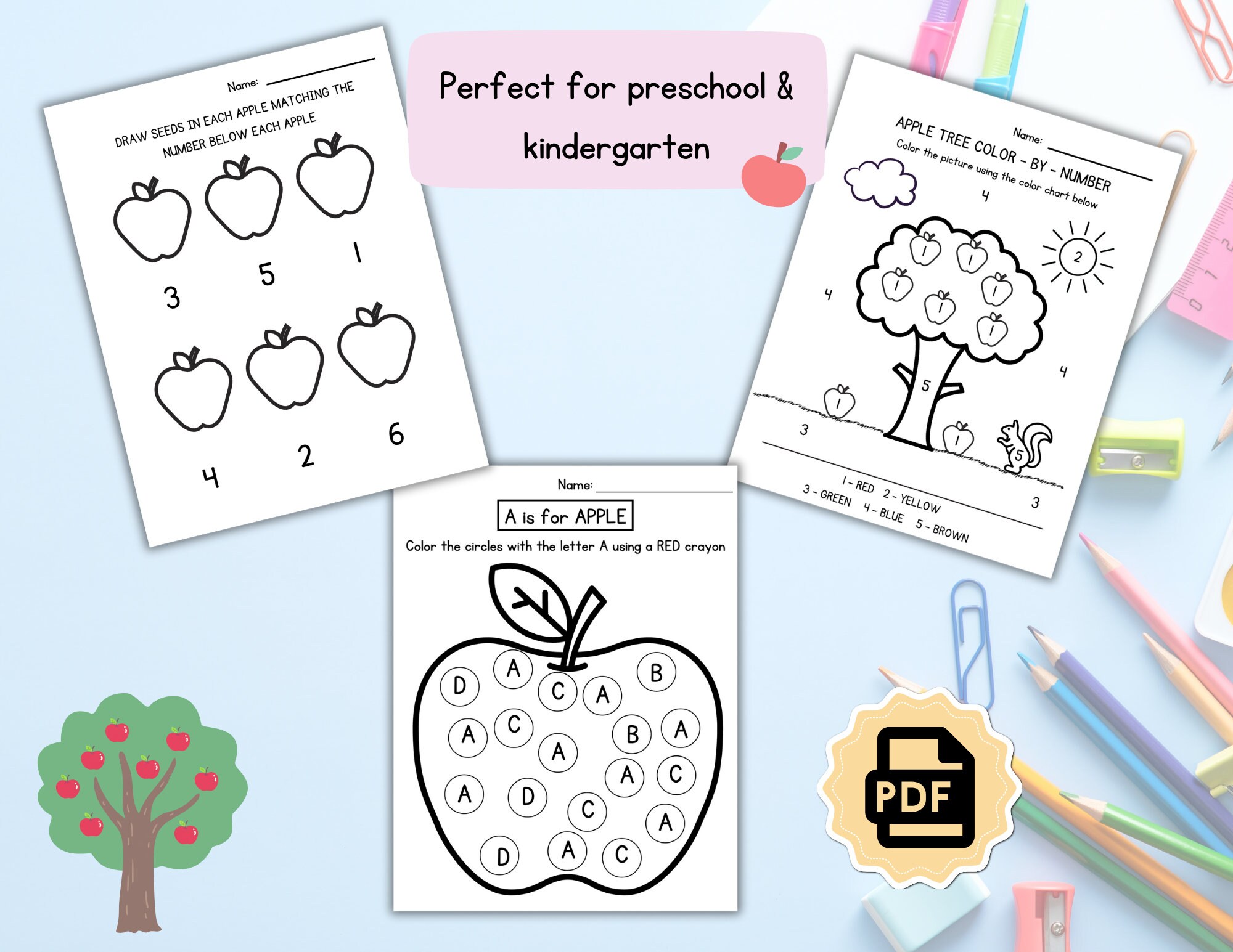 Apple Activities for Kids | Apple Activity Pack | Apple Worksheets ...