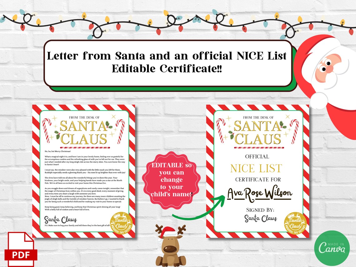 Letter From Santa | Editable Letter From Santa | Letter From Santa ...