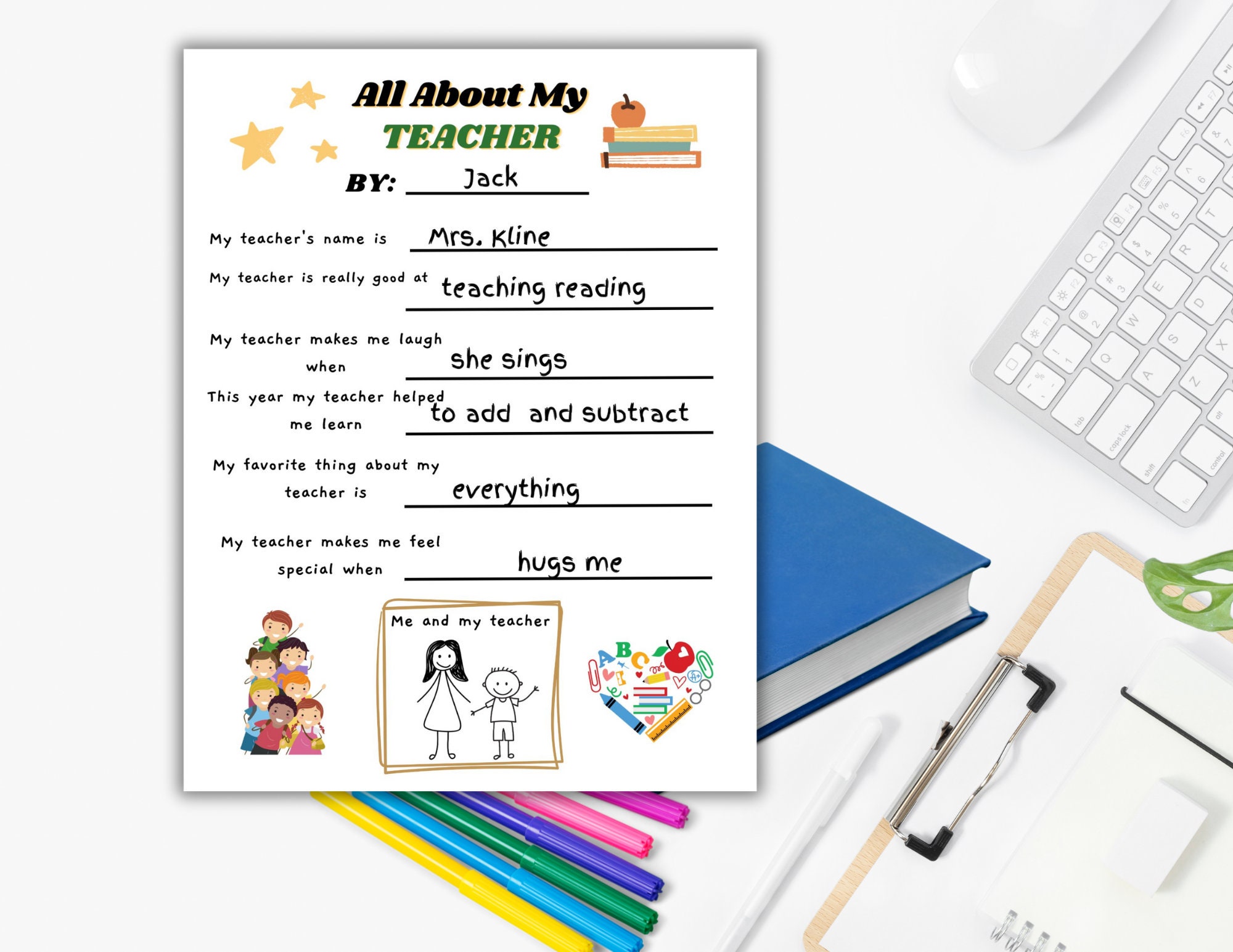 All About Teacher Printable | End of Year Teacher Gift | Teacher ...