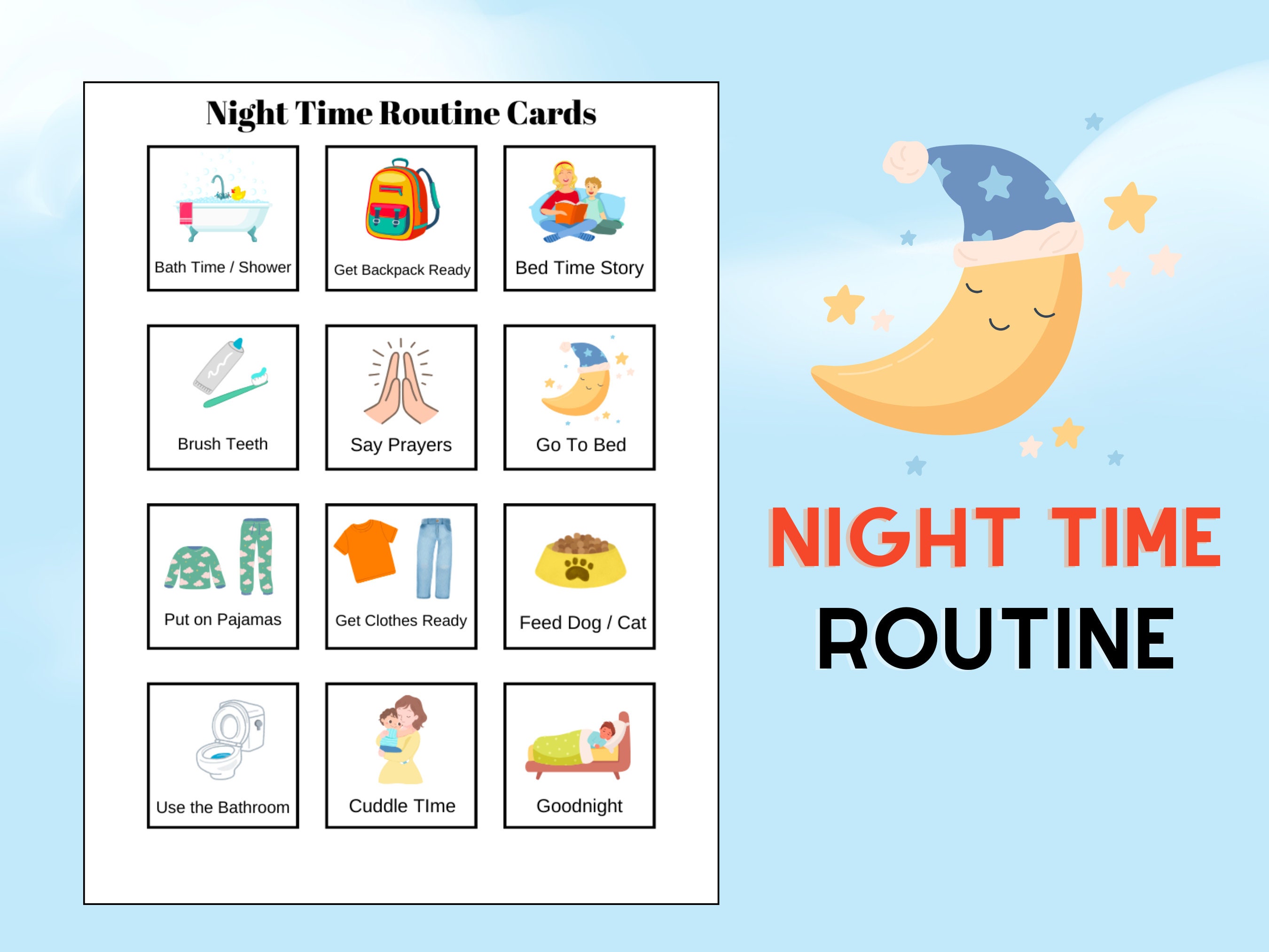 Chore Chart Printable Daily Routine Cards for Kids Routine Checklist ...