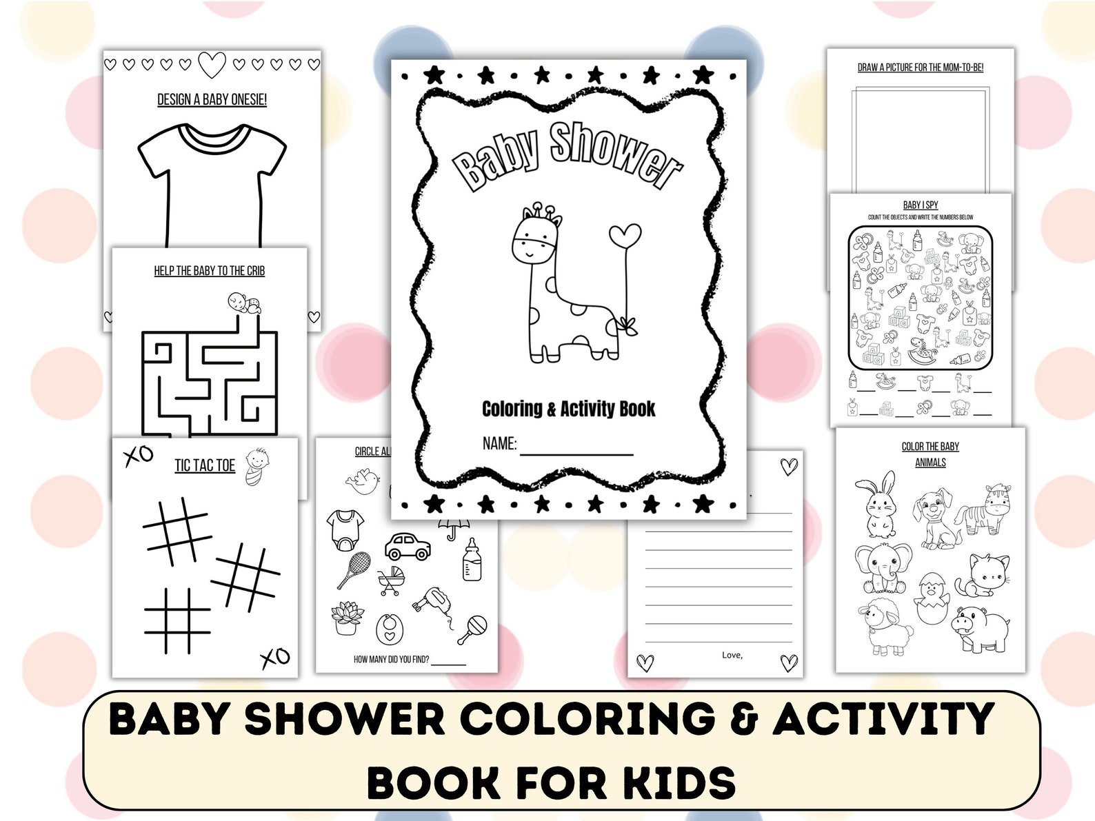 Baby Shower Activity Pages for Kids | Kids Activities for Baby Shower ...