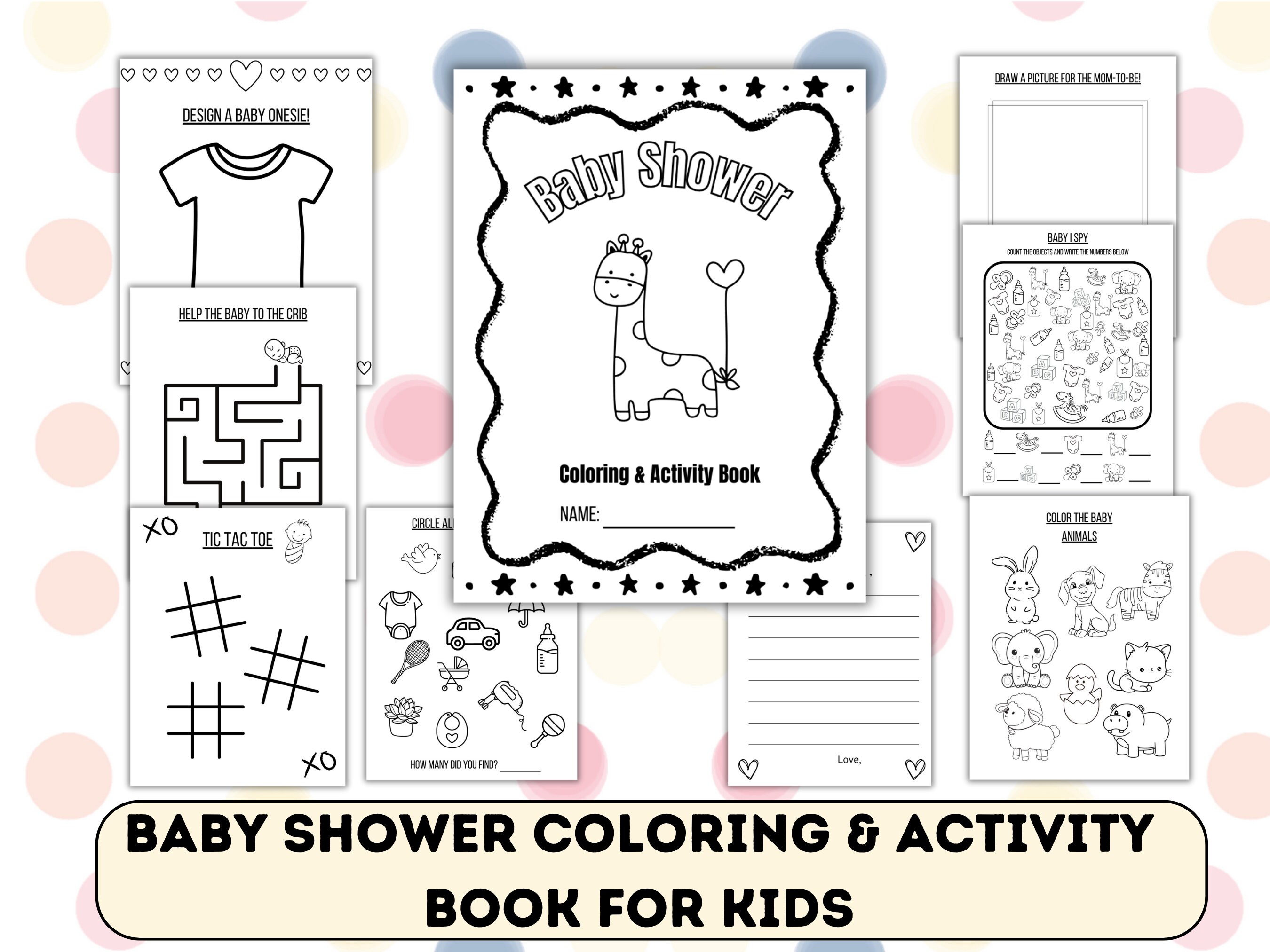 Baby Shower Activity Pages for Kids | Kids Activities for Baby Shower ...