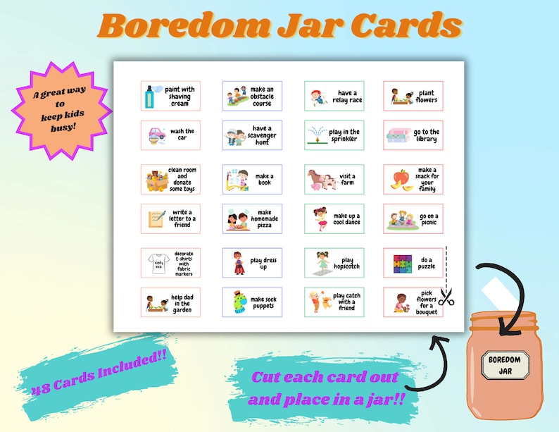 Boredom Busters Printable | Boredom Buster Jar | Activity Cards | Kids ...