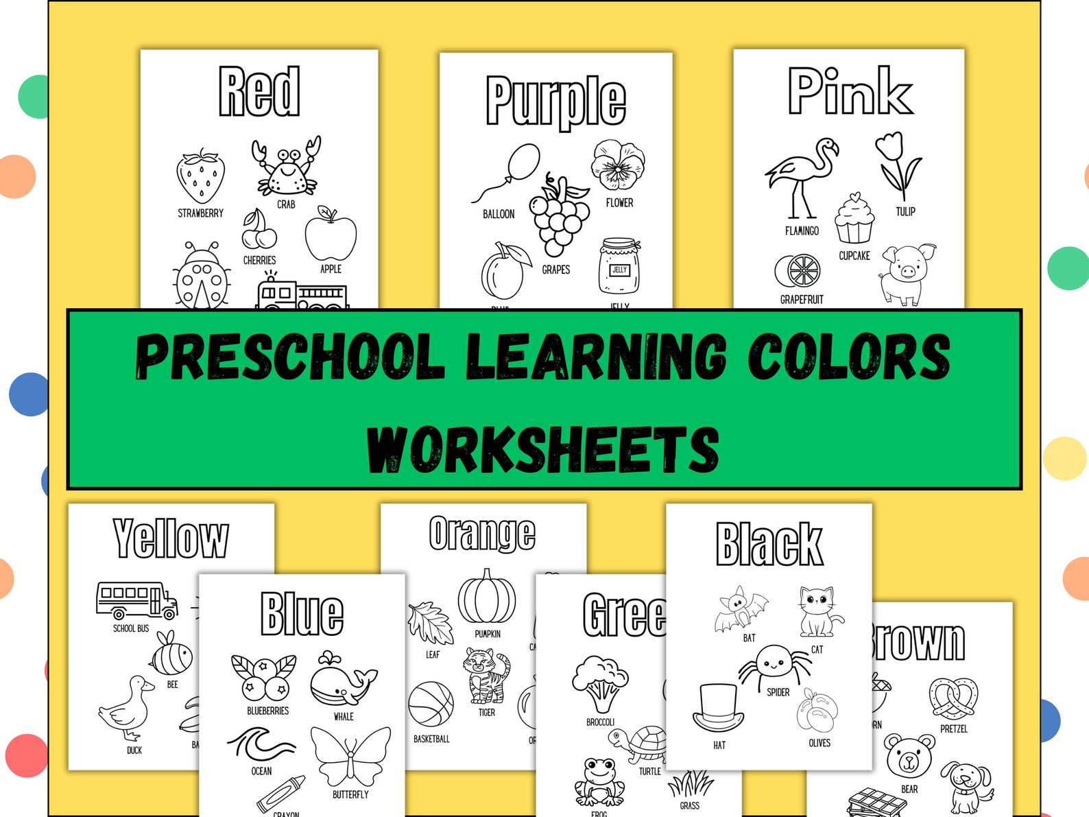 Preschool Learning Colors Worksheets | Pre-k Color Matching Activity ...
