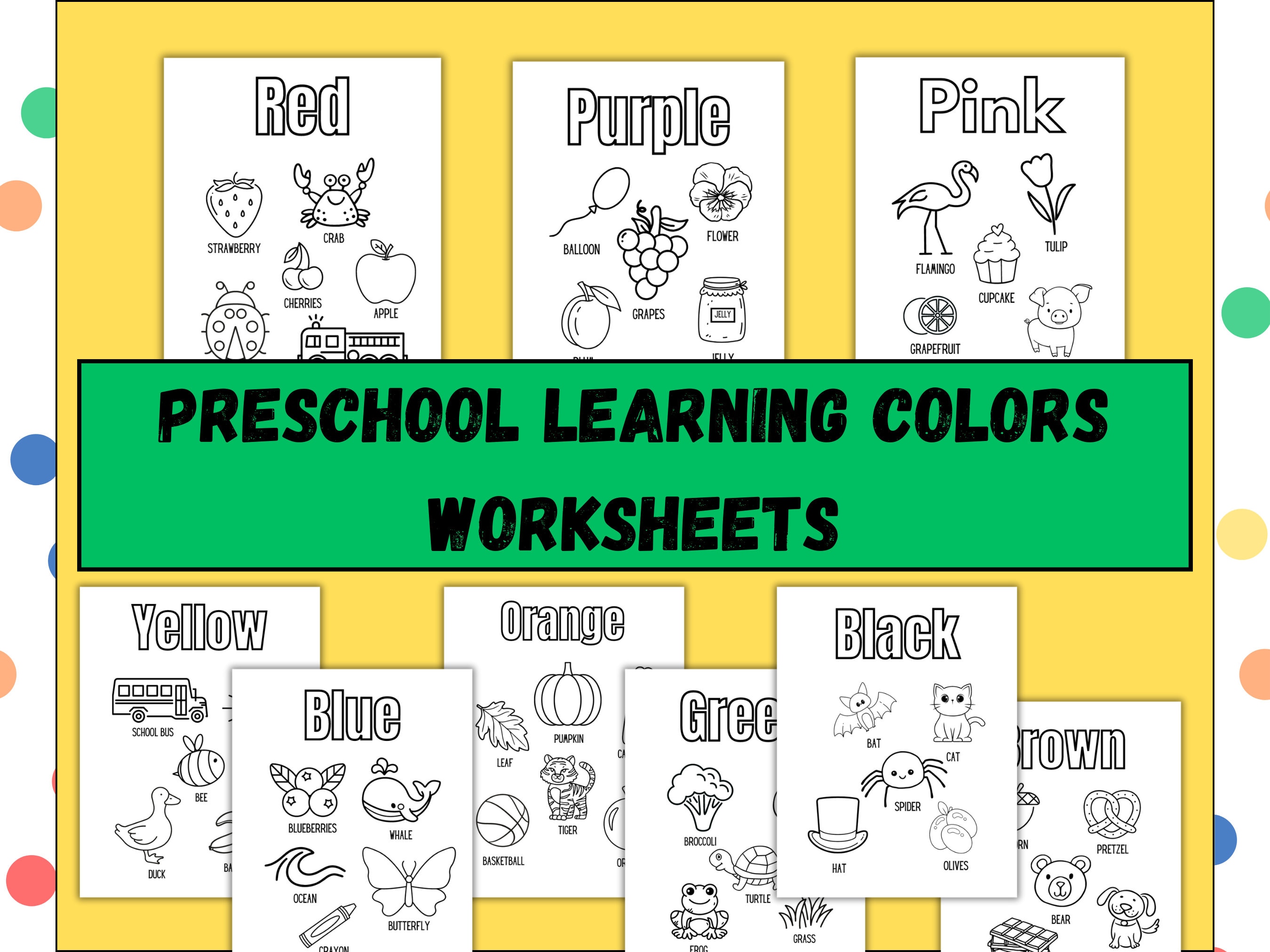 Preschool Learning Colors Worksheets | Pre-k Color Matching Activity ...