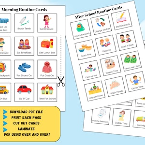 Chore Chart Printable Daily Routine Cards for Kids Routine Checklist ...