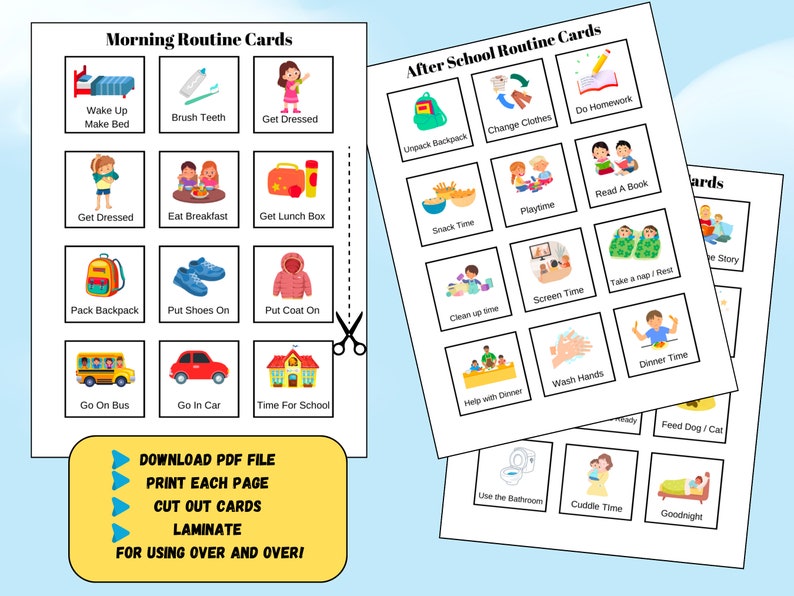 Chore Chart Printable Daily Routine Cards for Kids Routine Checklist ...