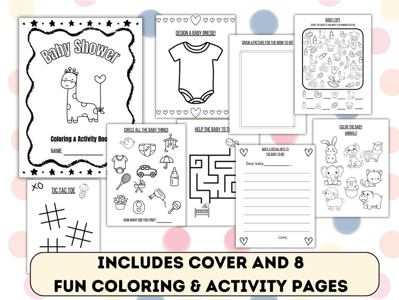 Baby Shower Activity Pages for Kids | Kids Activities for Baby Shower ...