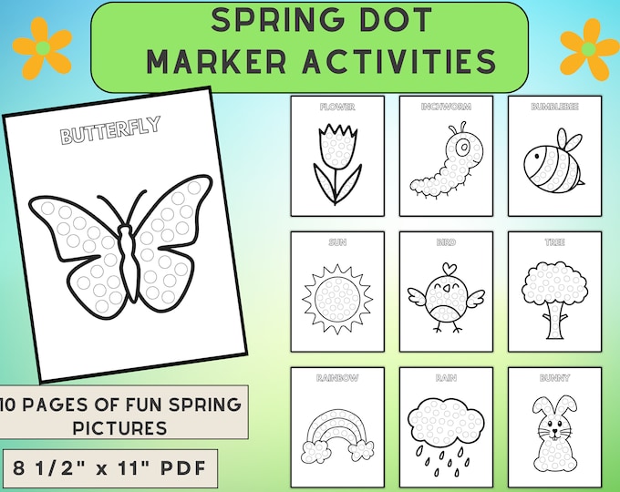 Dot Marker Coloring Pages: Fine Motor Skills Activity (42 US Letter ...